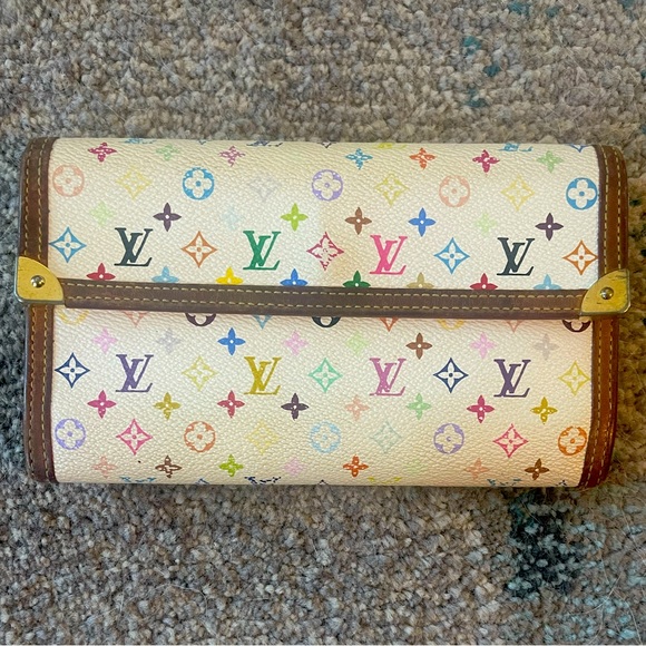 Louis Vuitton | Bags | Louis Vuitton Murakami White Multicolor Long ...